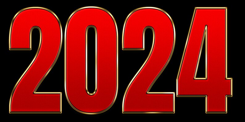 2024 Numerals in Red and Gold Numbers. Beautiful JPG and PNG - Etsy