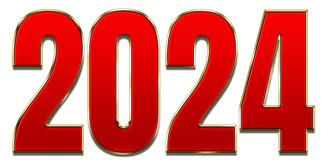 2024 Numerals in Red and Gold Numbers. Beautiful JPG and PNG - Etsy