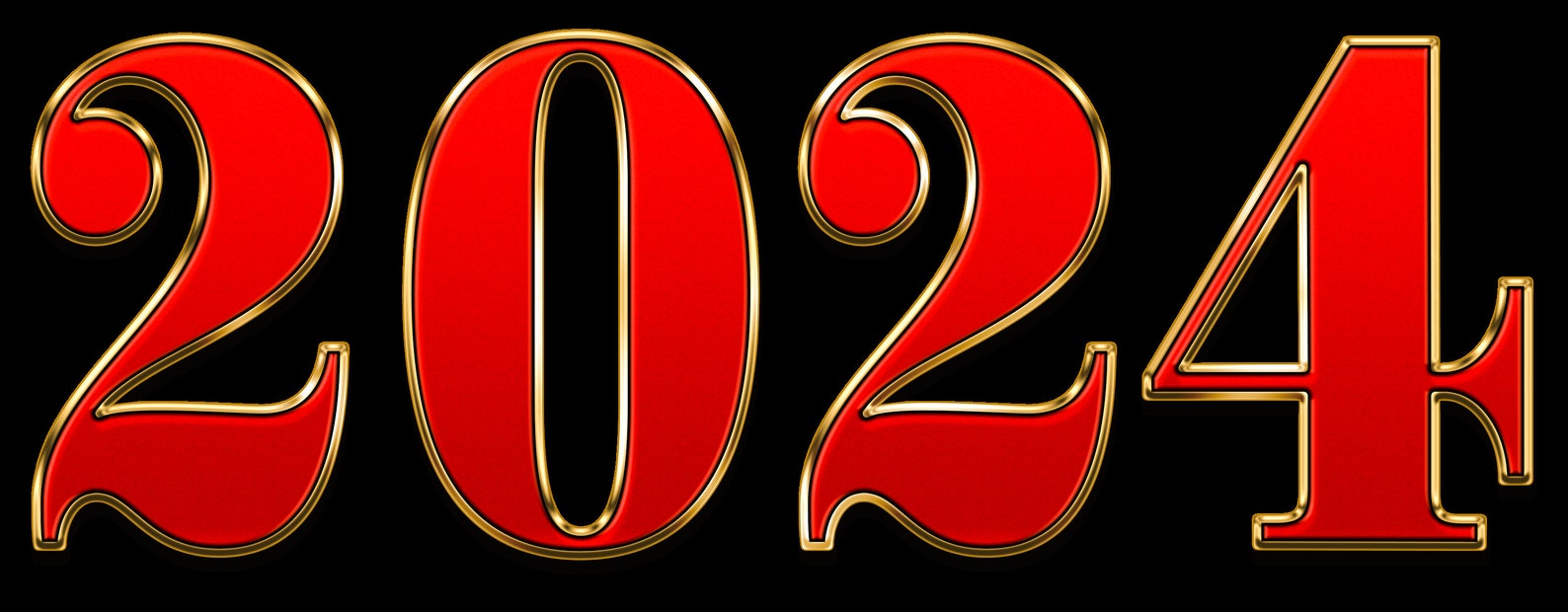 2024 Numbers in Red and Gold Letters. Beautiful JPG and PNG - Etsy