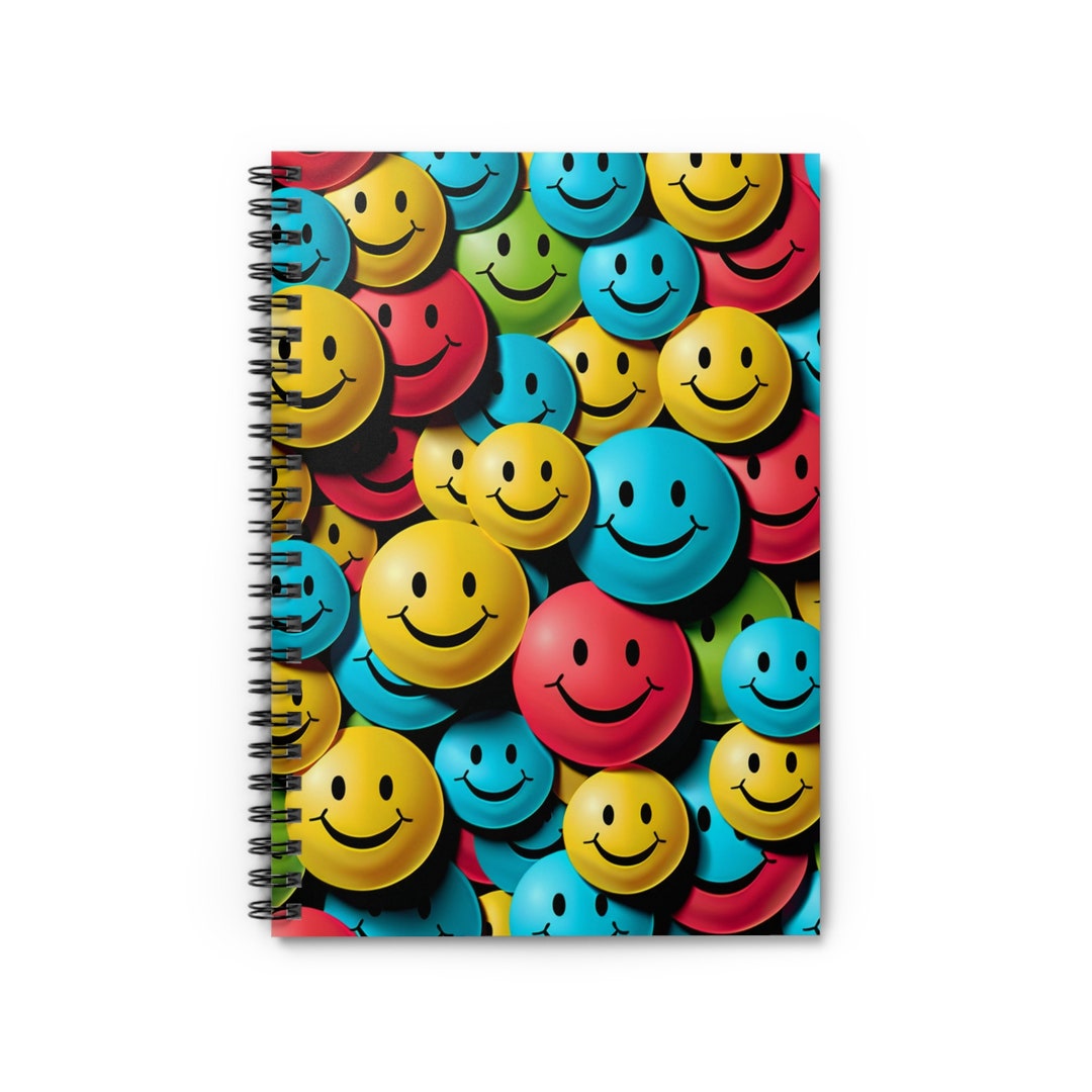 Smiley Face Note Book, Spiral Notebook Ruled Line - Etsy