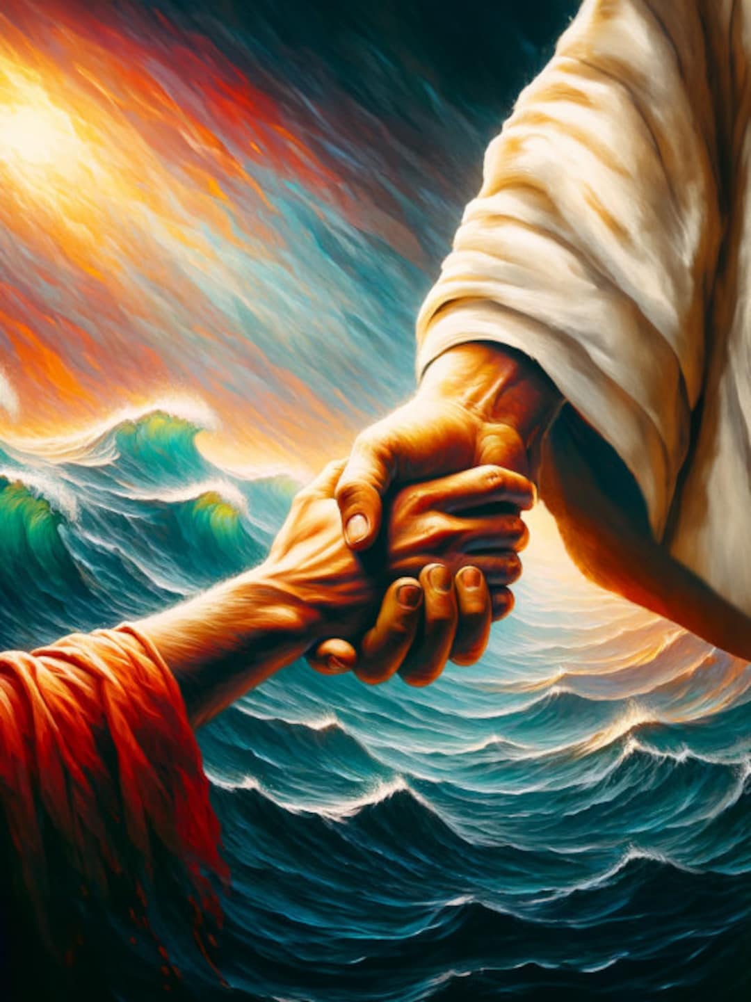 Christian Art: "caught by Faith" Printable Download Art of Jesus Saving ...