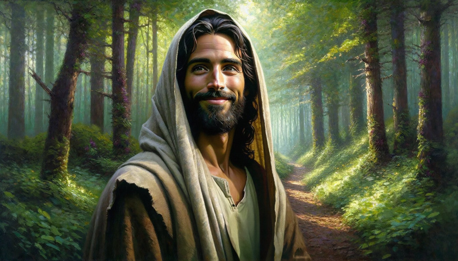 Christian Art: "jesus in the Forest." A Printable, Digital Download of ...