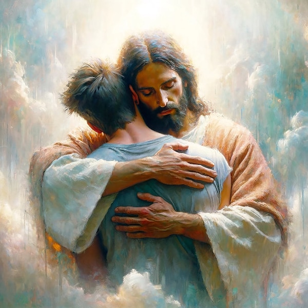 Jesus Hugging Man - Etsy
