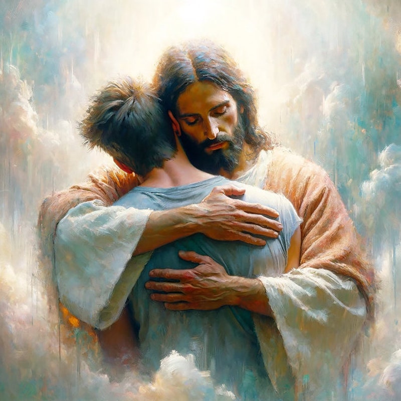Jesus Hugging Man - Etsy