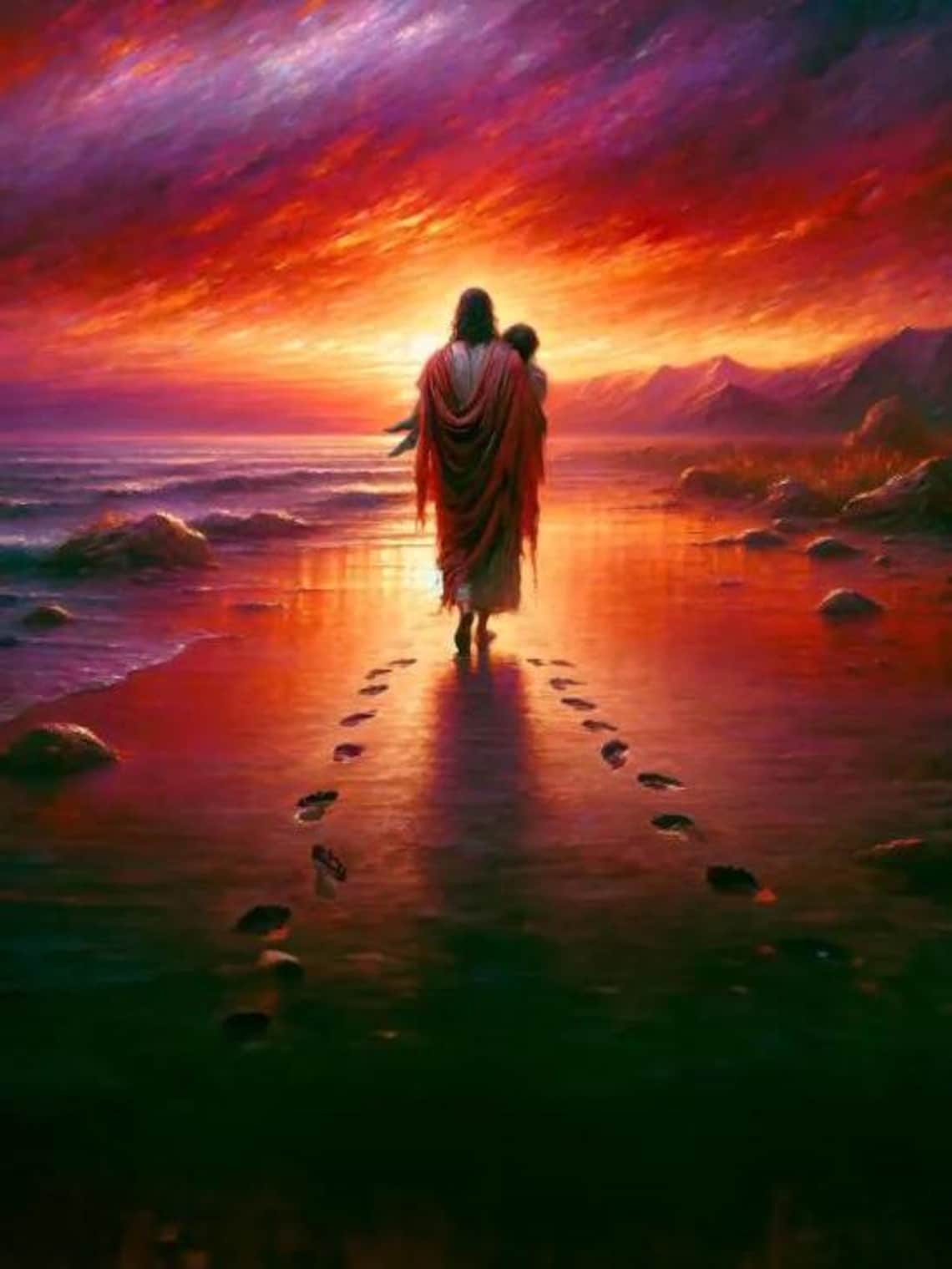 Christian Art: "footprints in the Sand" Printable Download Art. the ...