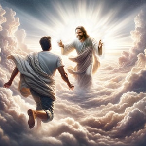 Christian Art: home at Lastman. Printable, Digital Art of a Man Running ...