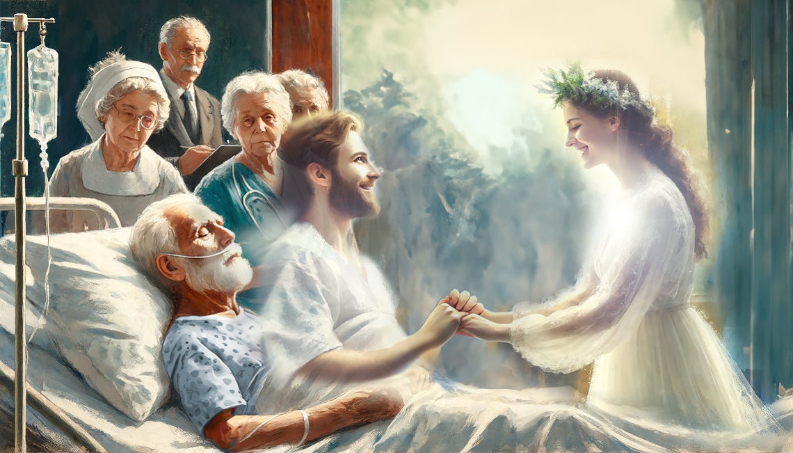 Christian Art: "reunited." Printable, Digital Art of a Man Dying and ...