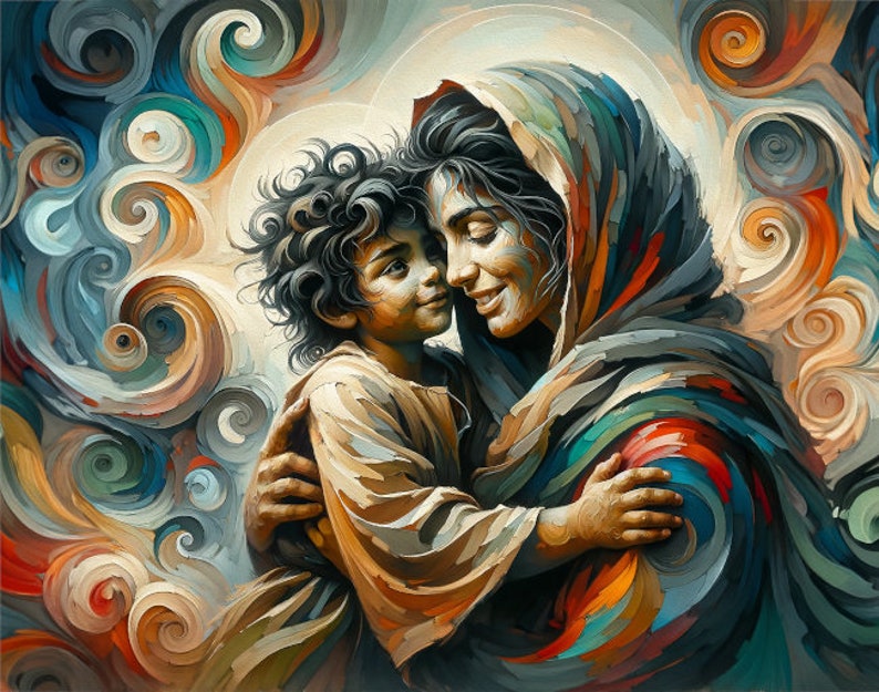 Christian Art: mother and Child. Abstract/expressionism Christian Wall ...