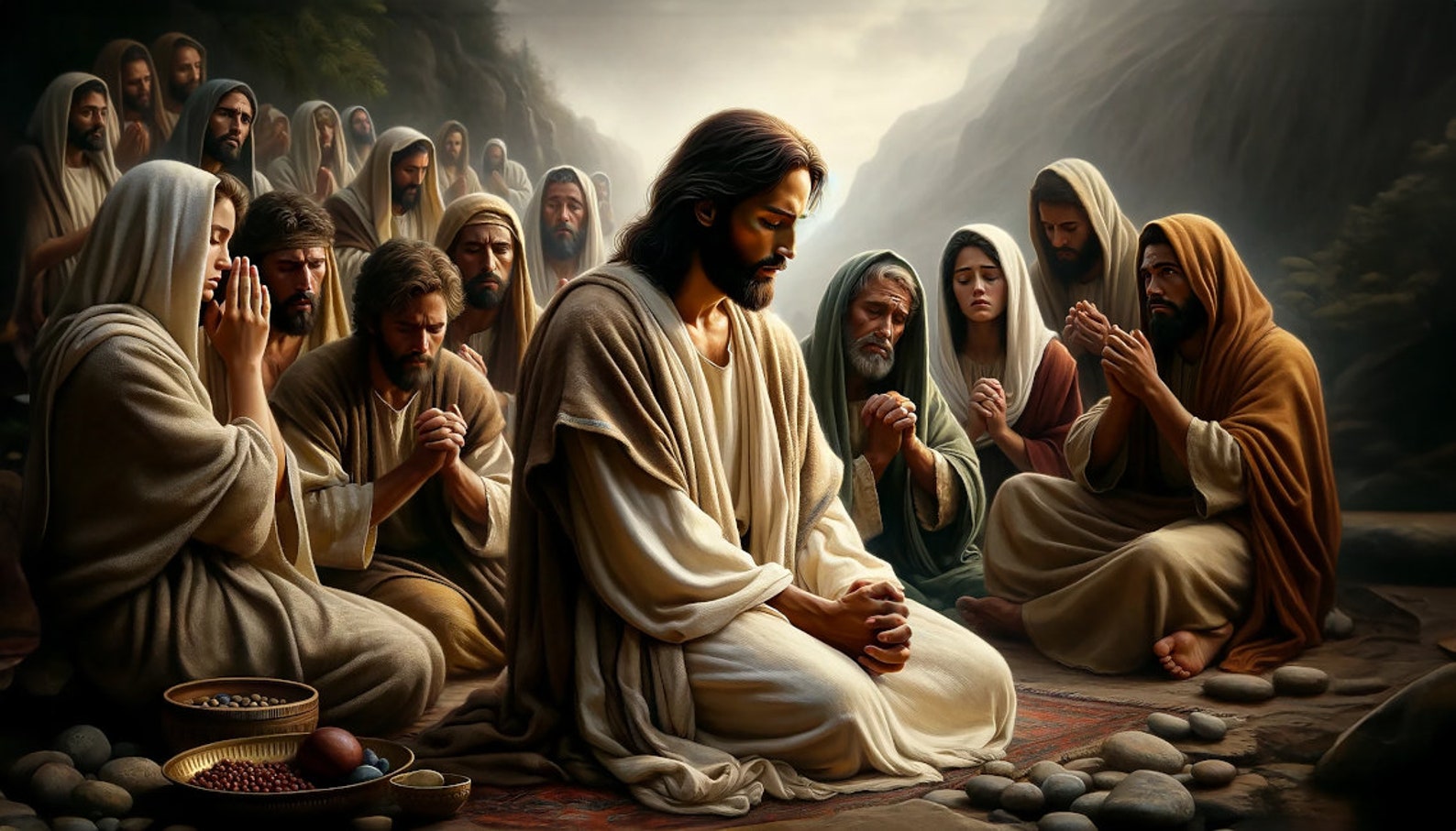 Christian Art: "teach Us to Pray." Printable Download Art of Jesus ...