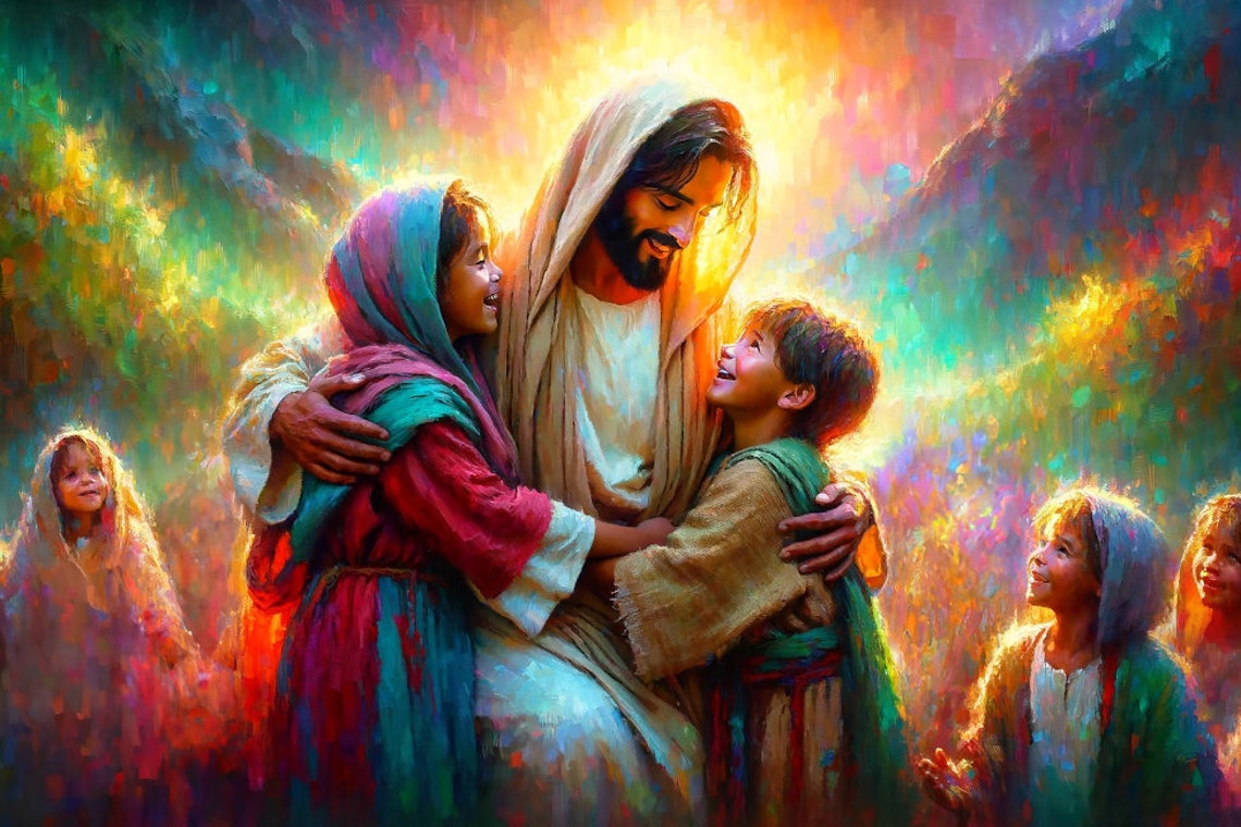 Christian Art: jesus and the Children. Printable Download Art of Jesus ...