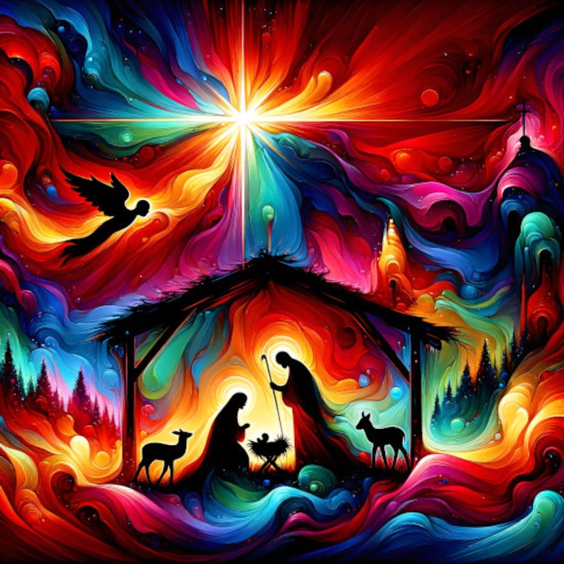Christian Art: "magical Nativity." Christmas Wall Art of the Birth of ...