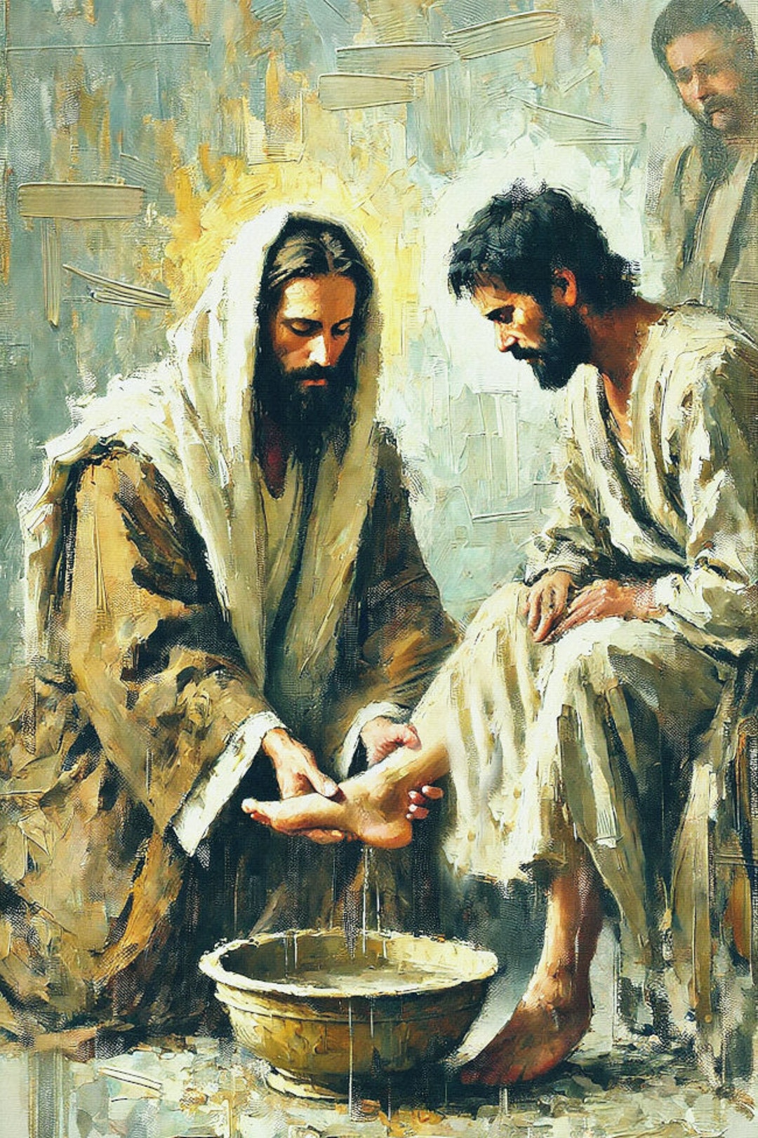 Christian Art: "washing the Feet of His Disciples." Printable Download of Jesus Art. 6000 × 9008 ...
