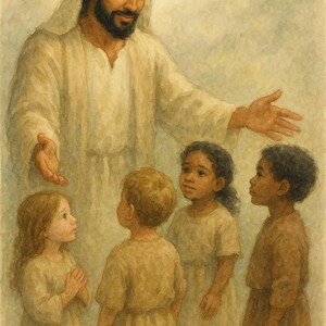 Christian Art: "jesus With the Children". Printable Download Art of ...