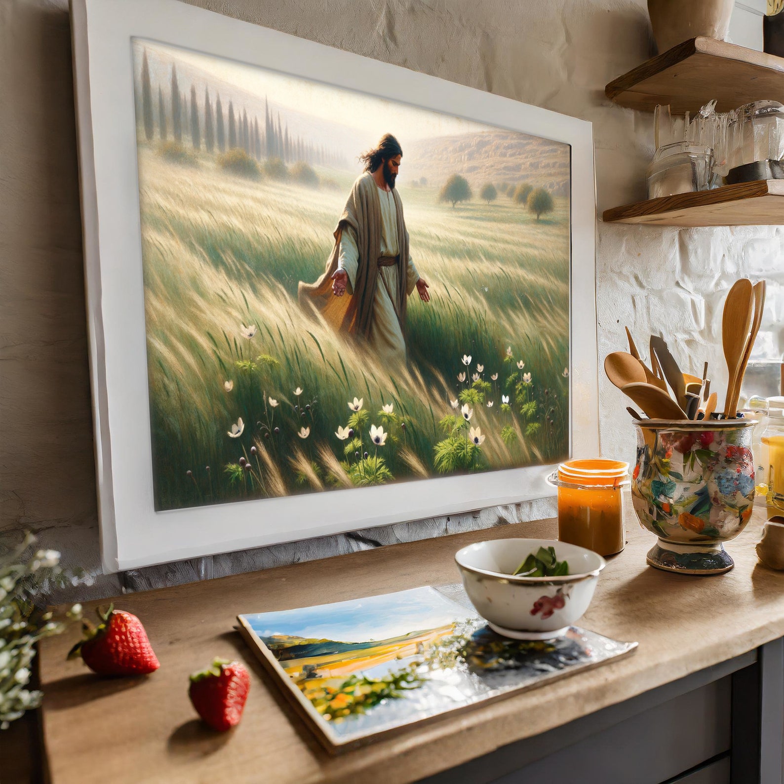 Christian Art: lilies of the Field. Printable Download Art of Jesus ...