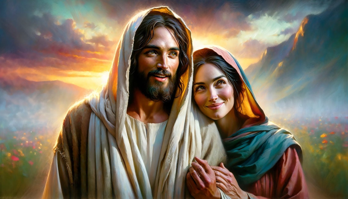 Christian Art: "jesus and His Mother." Printable Digital Art of Walking ...