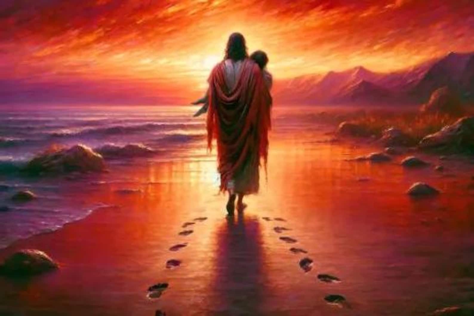 Christian Art: "footprints in the Sand" Printable Download Art. the ...