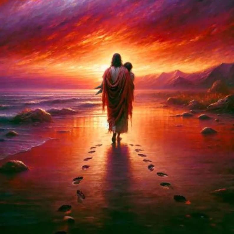 Christian Art: "footprints in the Sand" Printable Download Art. the ...