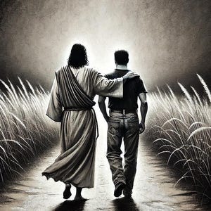 Christian Art: "walk With Me." Printable Download Charcoal Art of Jesus ...