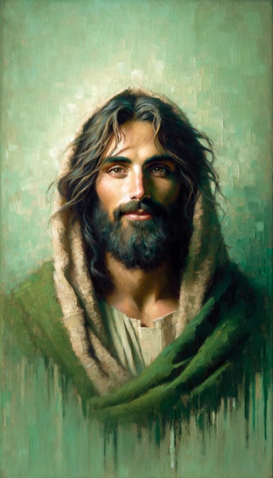 Jesus Portrait in Green, Printable Download, 5143 × 9000 - Etsy