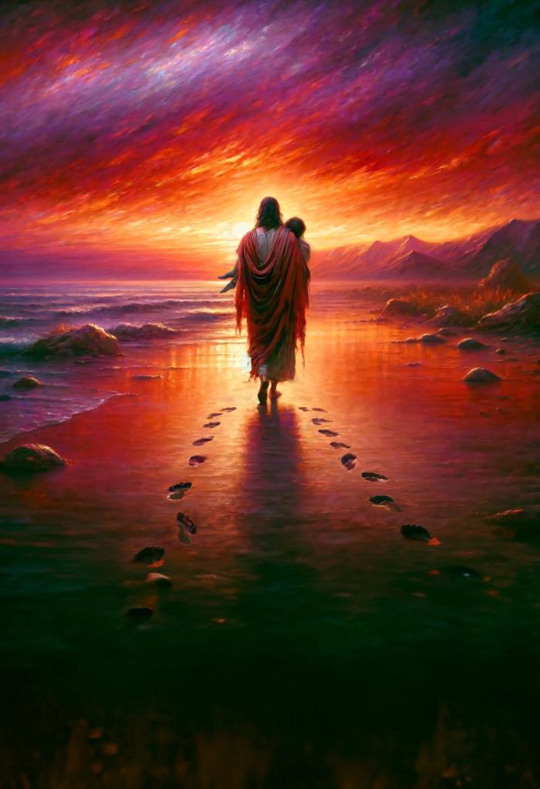 Christian Art: "footprints in the Sand" Printable Download Art. the ...