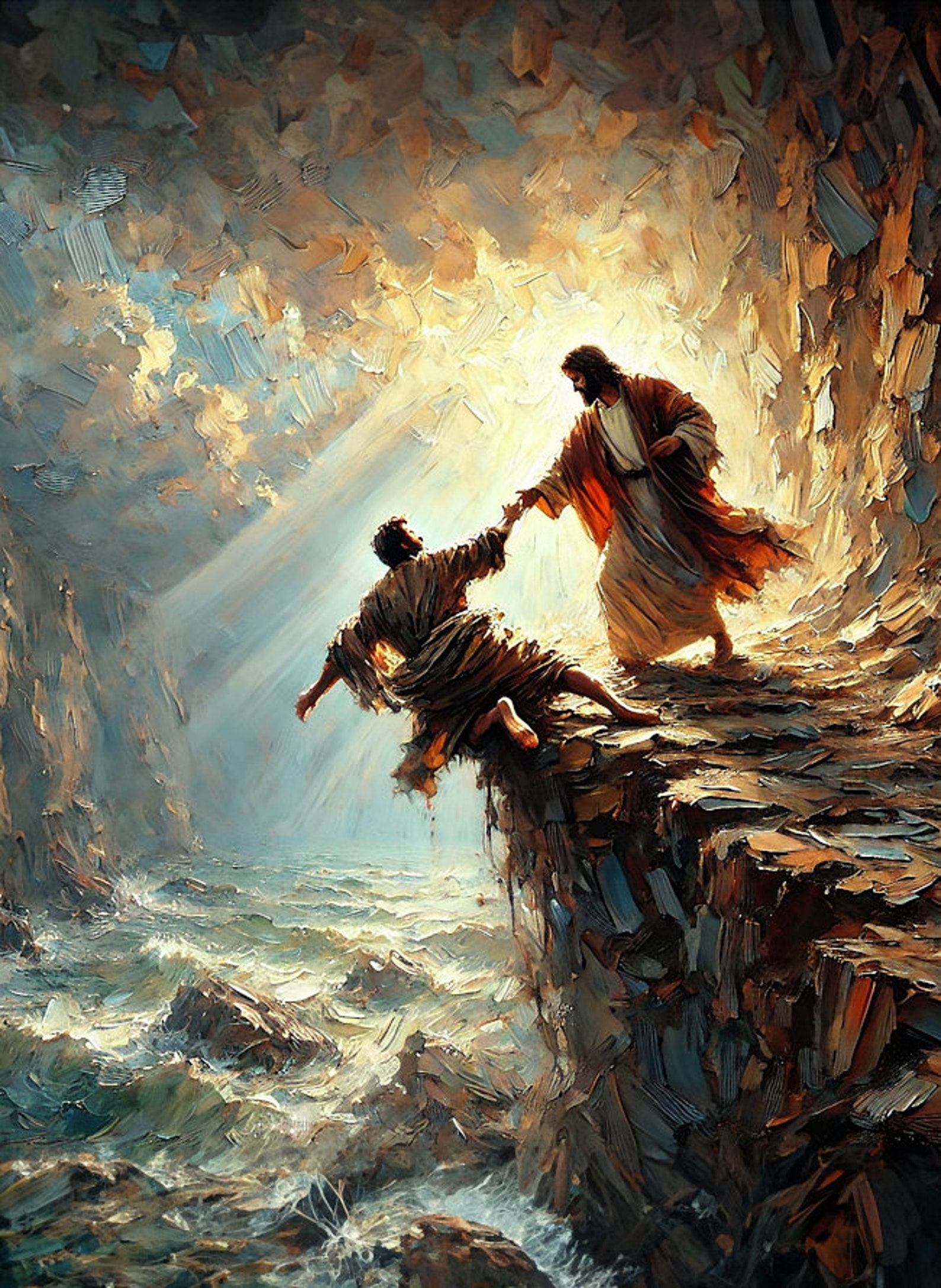 Christian Art: "jesus Rescues." Printable Download Painting of Jesus ...
