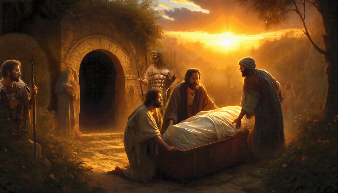Christian Art: "burying Jesus." Printable Download Art of Joseph of ...