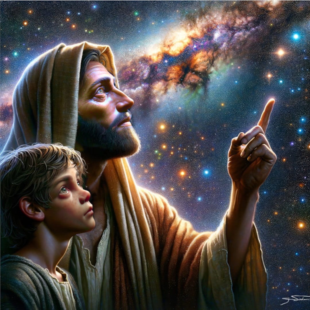 Christian Art: "joseph and Jesus Under the Stars."printable Download ...