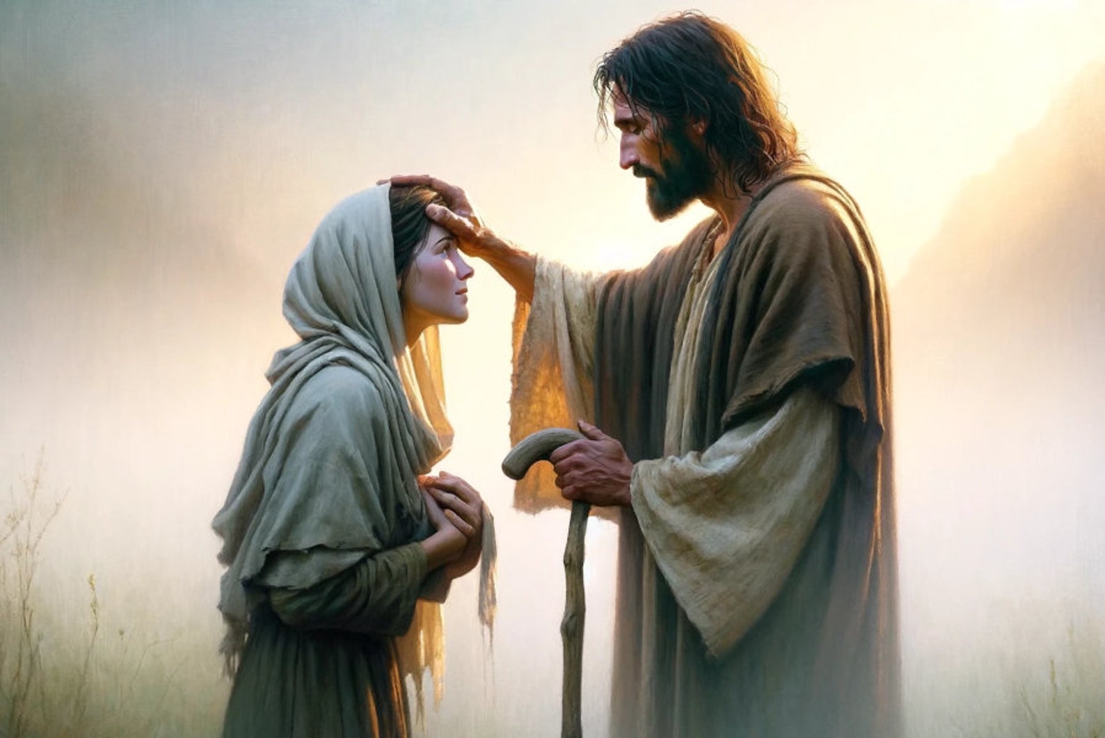 Christian Art: "healing a Crippled Woman," Printable Download Painting ...