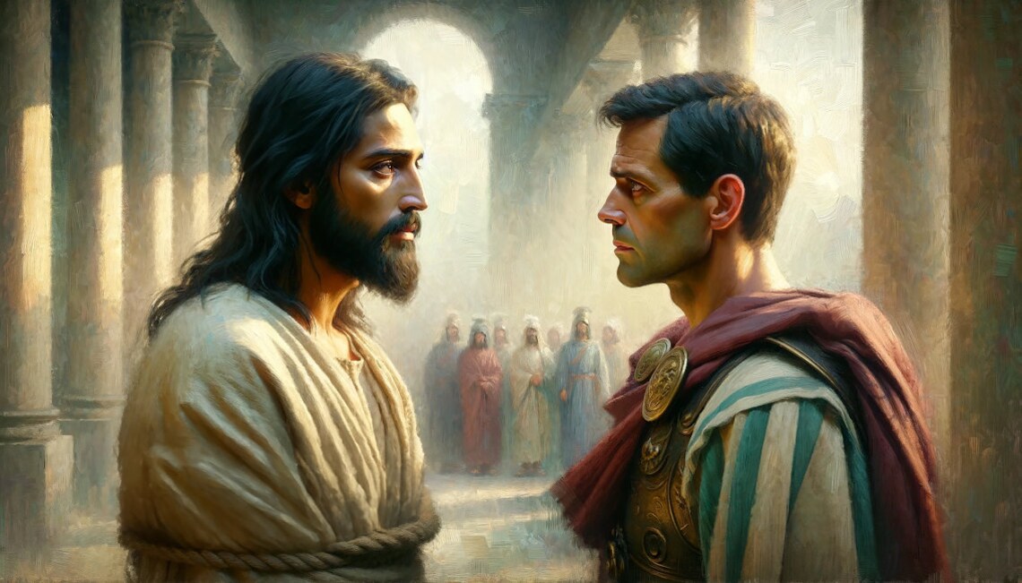Christian Art: what is Truth Printable Download Art of Jesus Speaking With Pilate, Prior to His ...