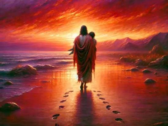 Christian Art: "footprints in the Sand" Printable Download Art. the ...