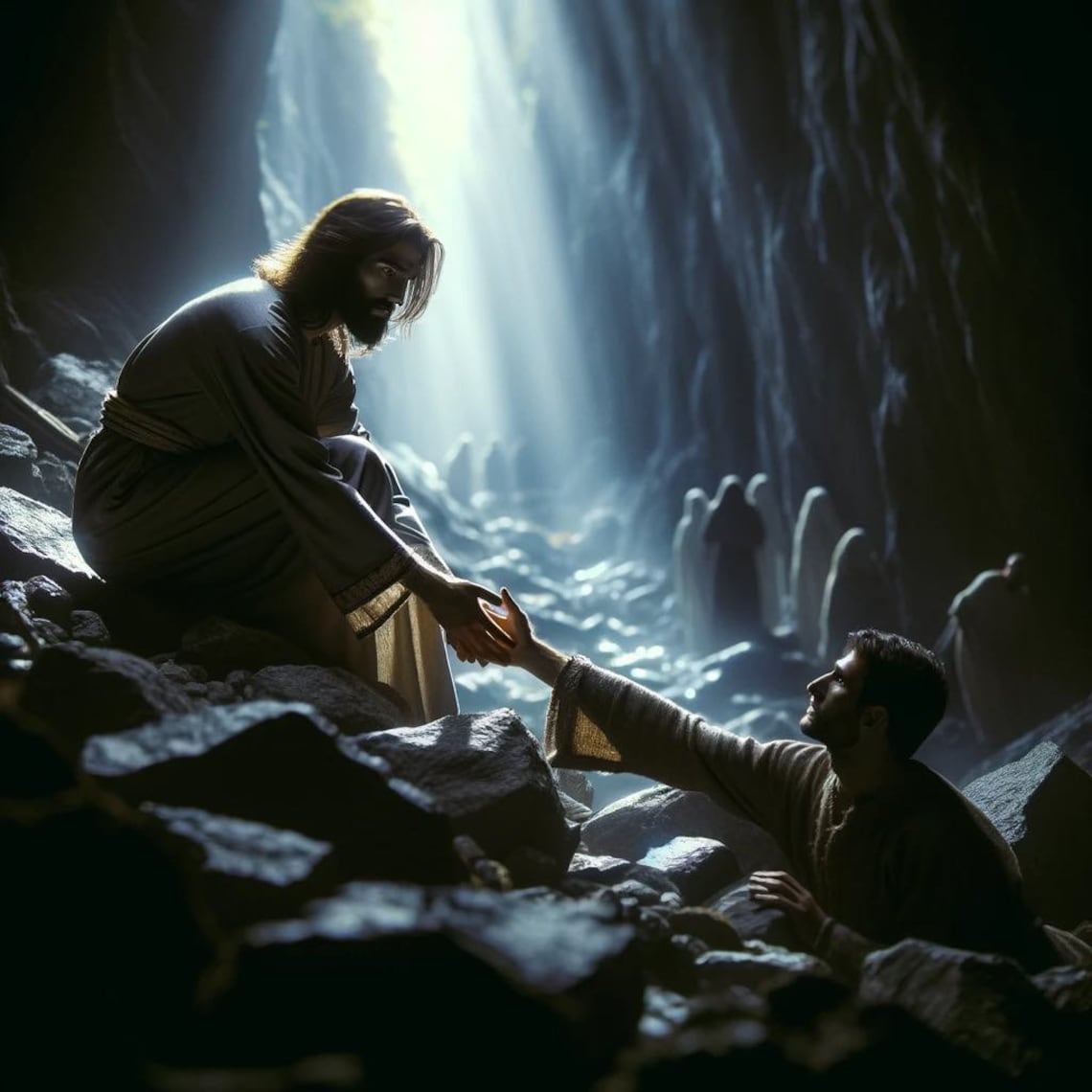 Christian Art: some Fell Upon Stony Places. Jesus Rescuing a Man From ...