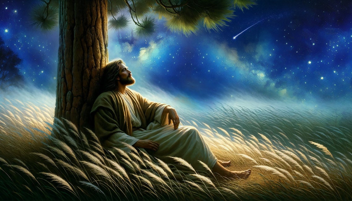 Christian Art: "sitting Under the Stars." an Image of Jesus Christ ...