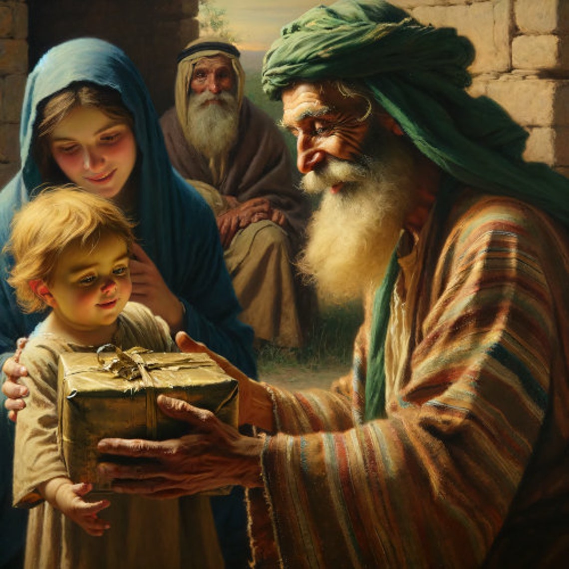 Christian Art: they Gave Unto Him Gifts. Christmas Wall Art of a Wise ...