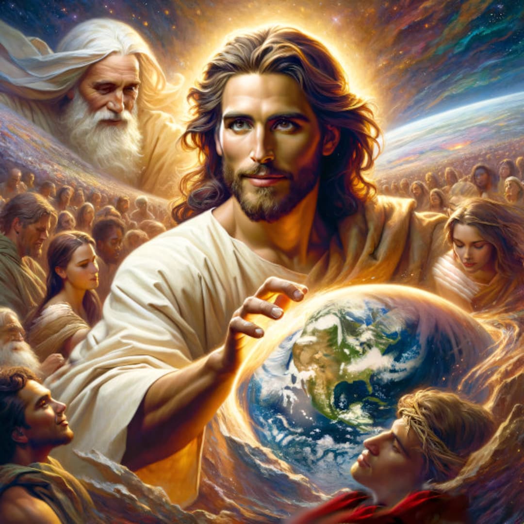 Christian Art: "let Us Make Mankind in Our Image." Jesus Creating the ...