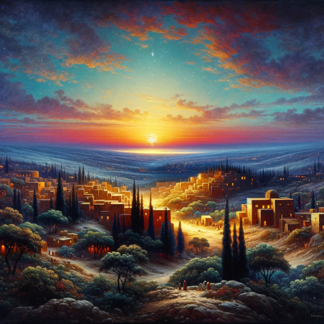 Christian Art: "little Town of Bethlehem." Downloadable Christmas Art ...