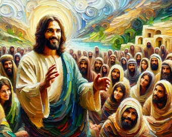 Christian Art: and He Taught. Printable Download Art of Jesus Teaching ...