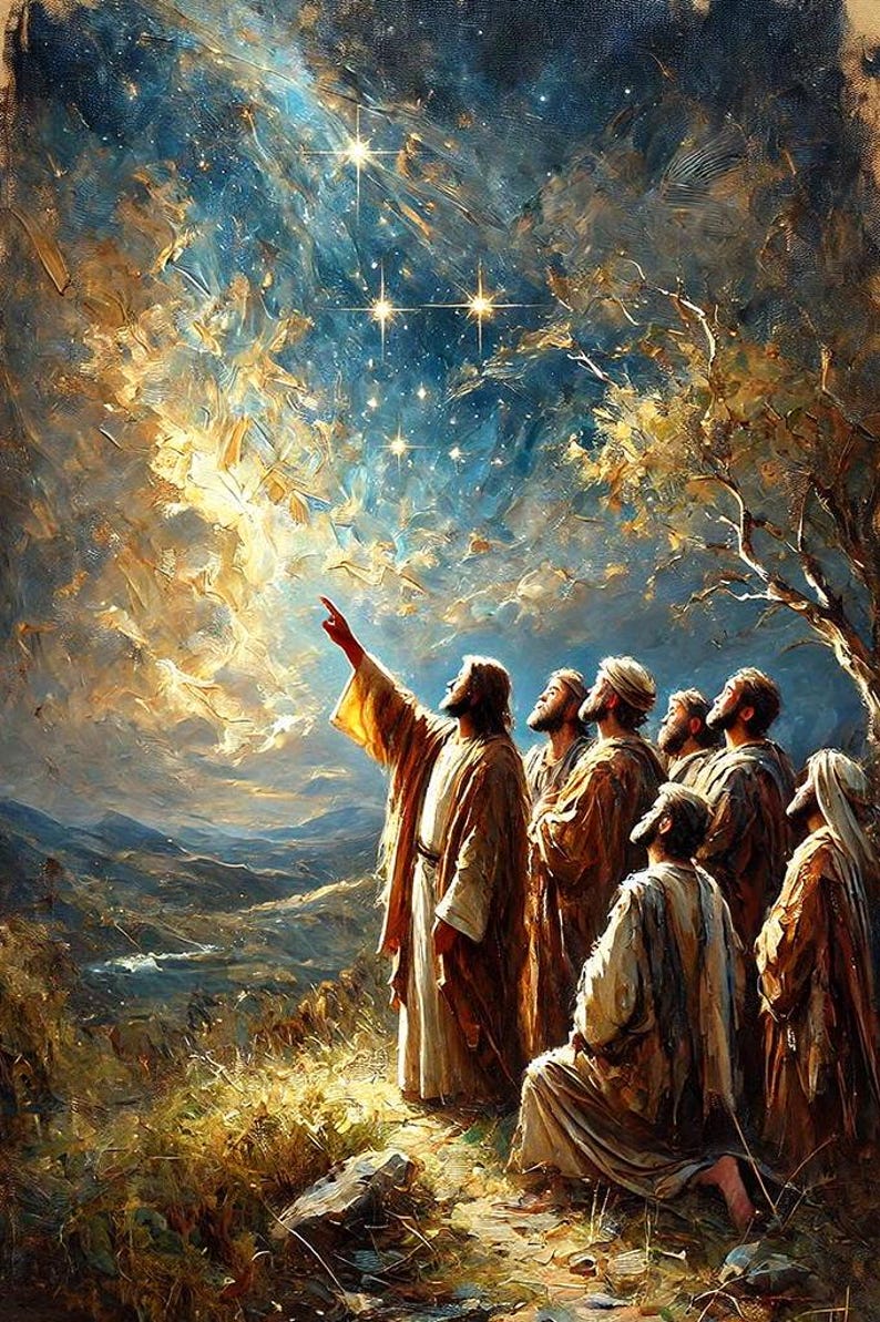 Christian Art: the Stars of Heaven. an Image of Jesus Christ With His ...