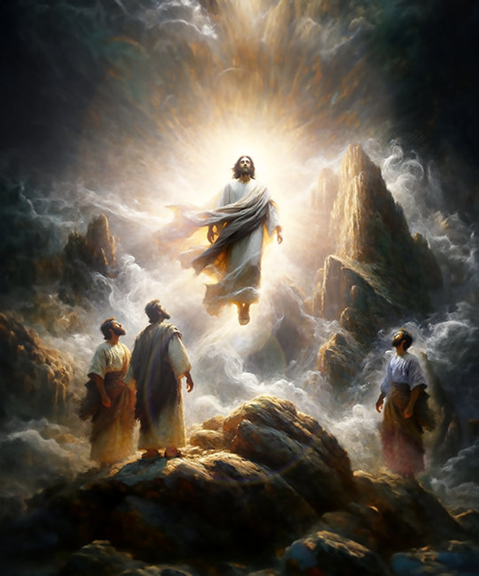 Christian Art: "transfiguration." Printable Download Art of Jesus on ...