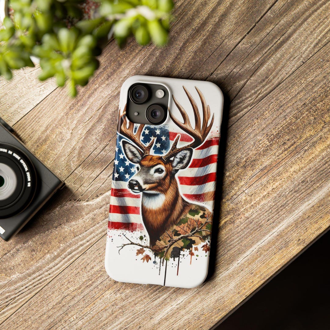 Patriotic Deer Phone Case, USA Flag, Hunting Accessories, Nature Lovers ...