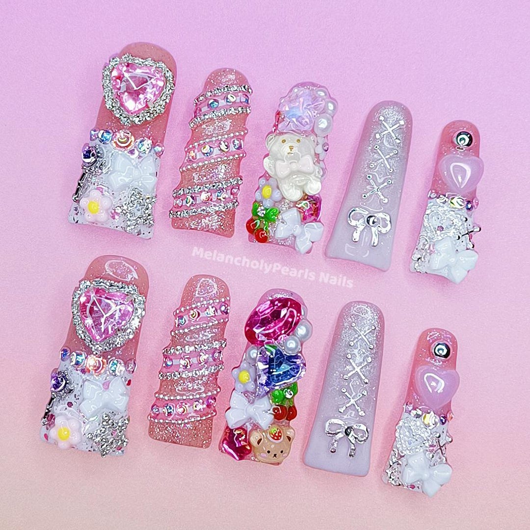 Bear Gyaru Y2K Decora Duck Nails - Etsy