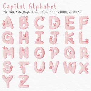 Alphabet Clipart, Number Clipart, Pink Clipart, Capital Letter ...