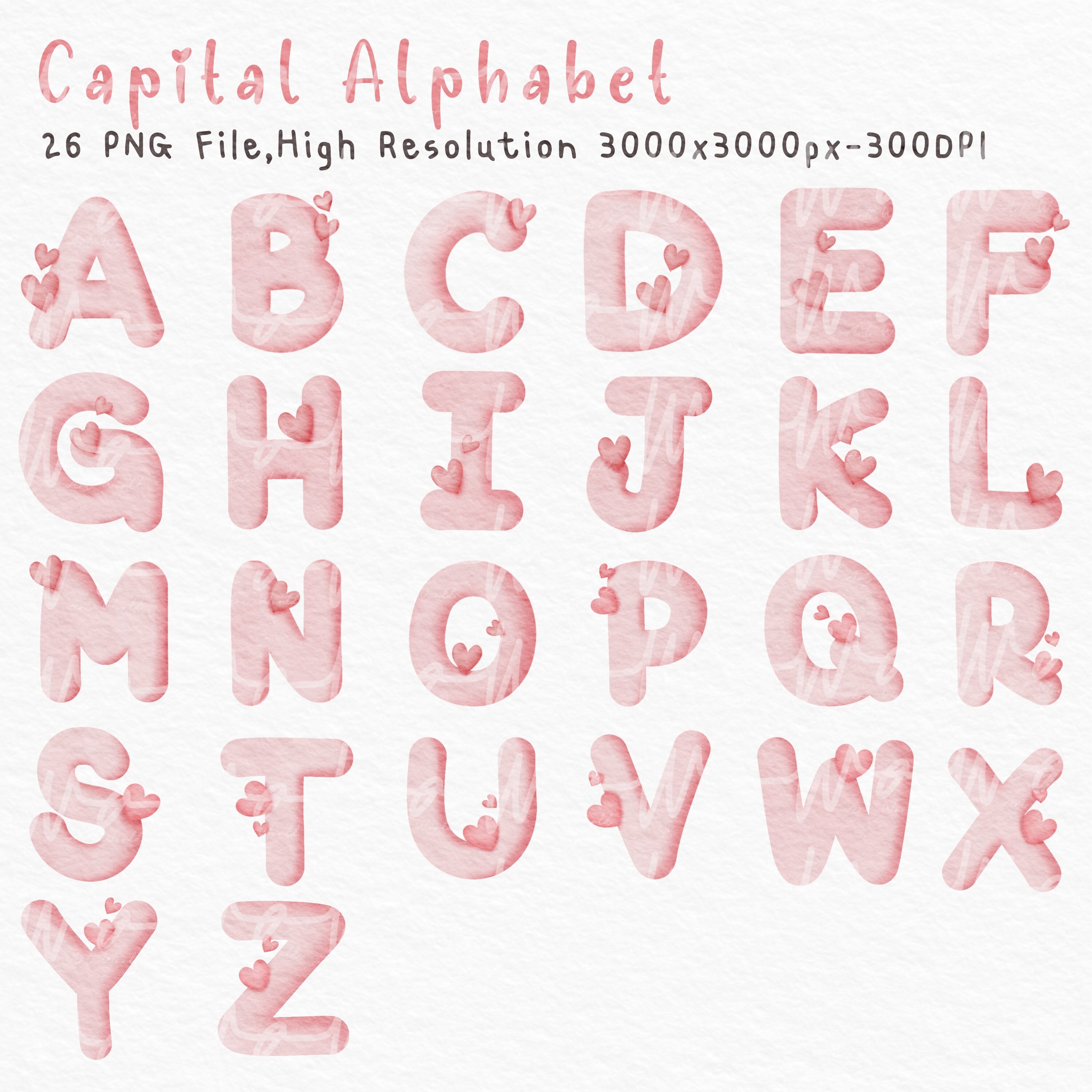 Alphabet Clipart, Number Clipart, Pink Clipart, Capital Letter ...