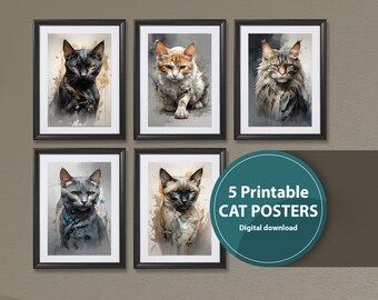 Adorable Cat Wall Art, Cute Feline Trio Poster, Children Room Wall Art ...