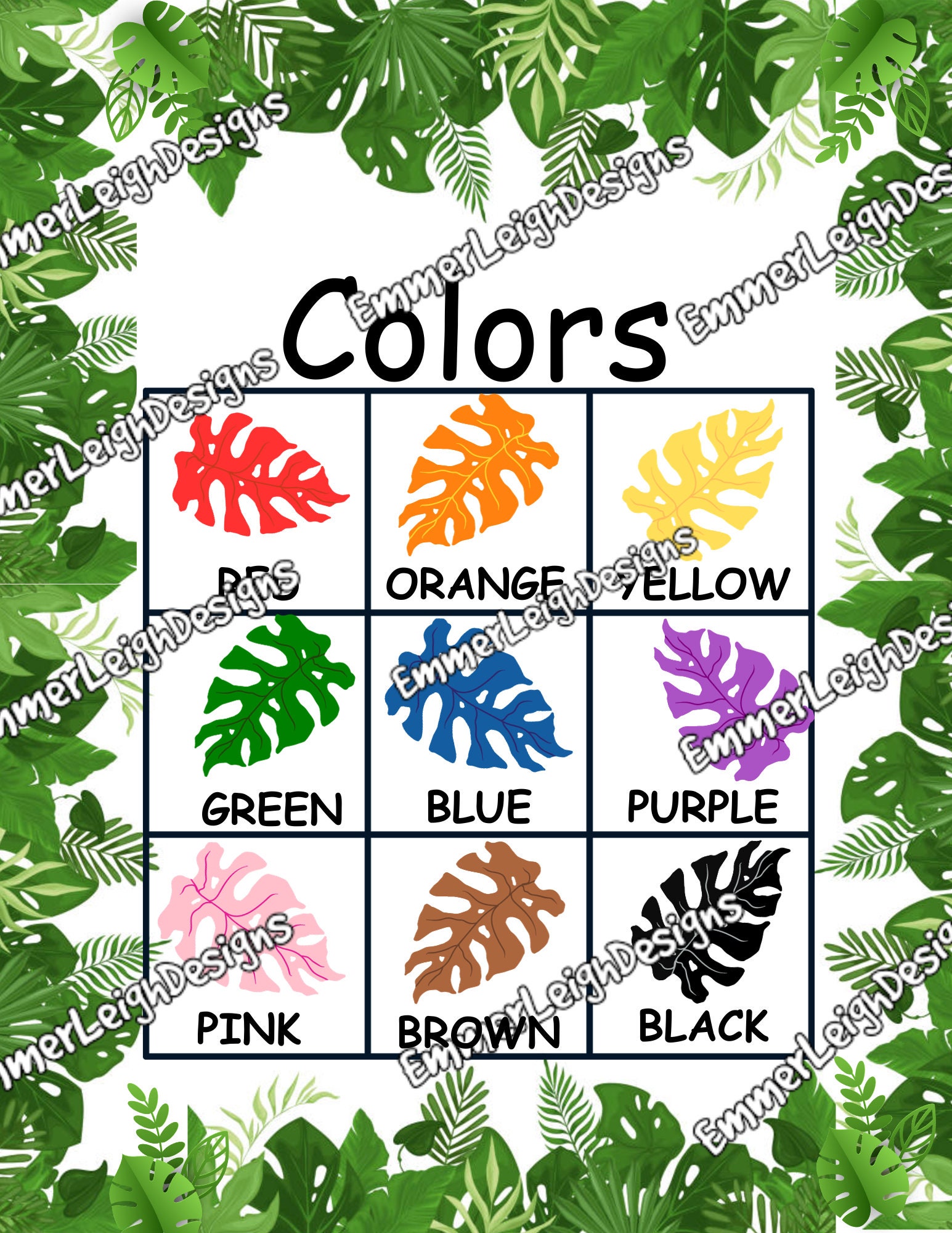 Jungle Theme Colors Poster 8.5x11 - Etsy