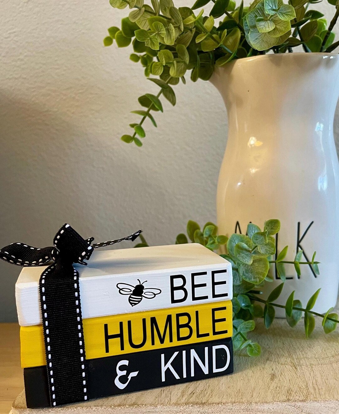 BEE Humble and Kind Book Stack Farmhouse Wood Book Stack/ Home Sweet ...