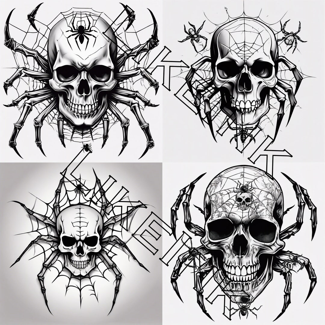 Gothic Skull and Spiders Tattoo Designs Instant Download - Etsy