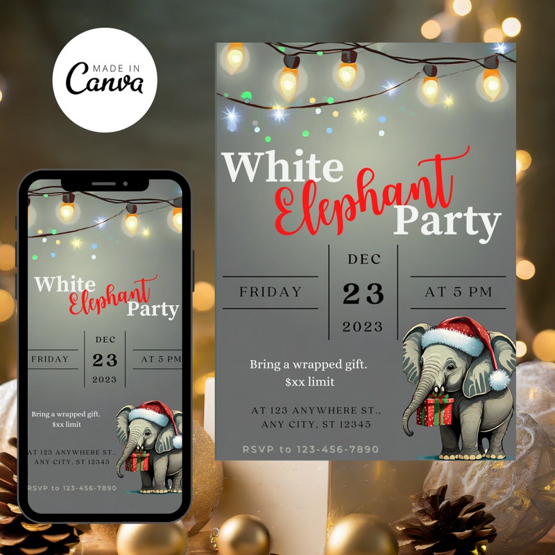 White Elephant Invitations - Etsy