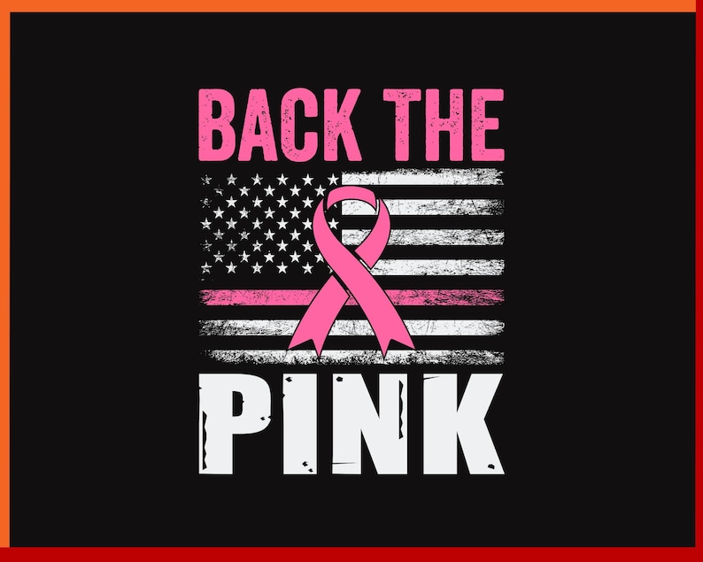 Back the Pink Ribbon USA Flag Breast Cancer Awareness, Fight Cancer Svg ...