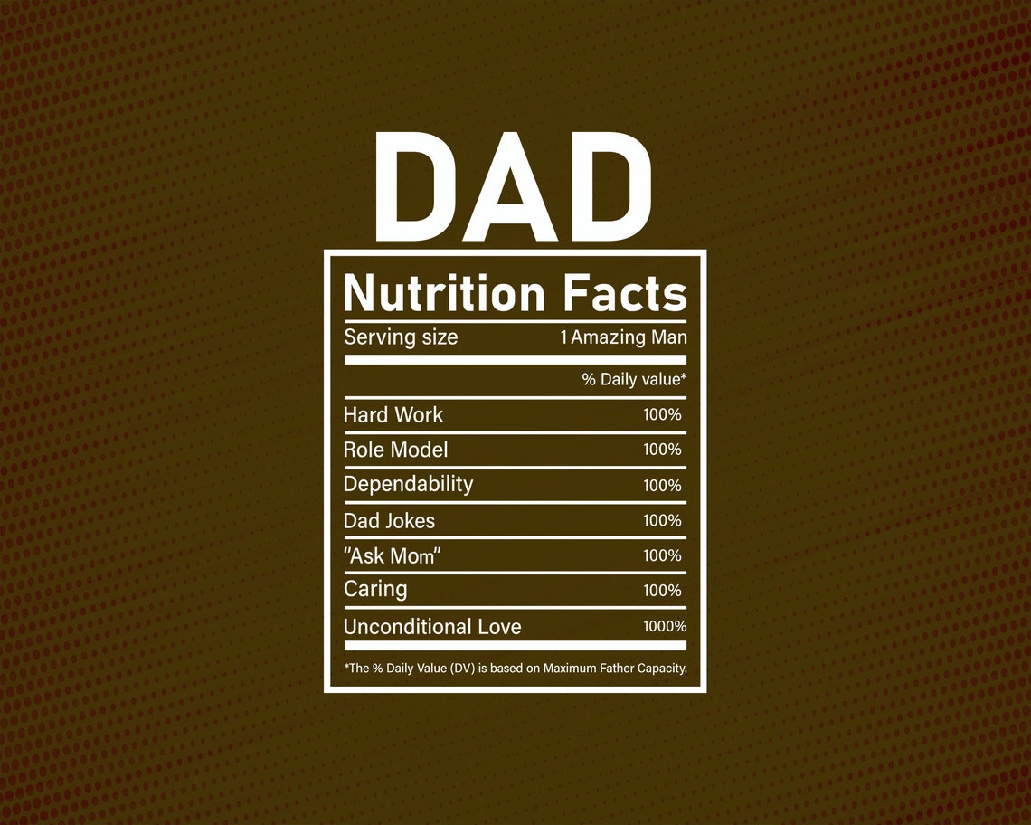 Dad Nutrition Facts Svg, Nutrition Fact Svg, Father's Day Svg, Father's ...