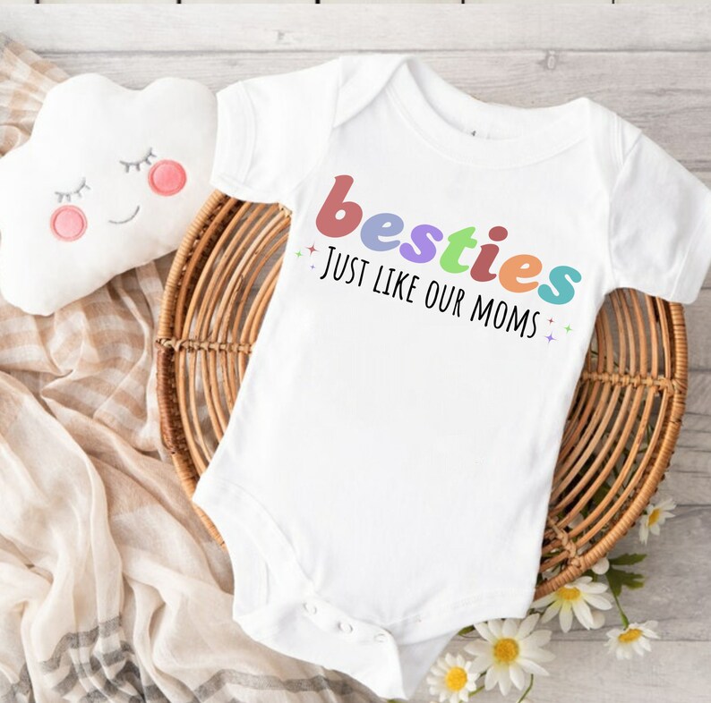 Besties Just Like Our Moms Baby Onesie - Retro Best Friends Bodysuit ...